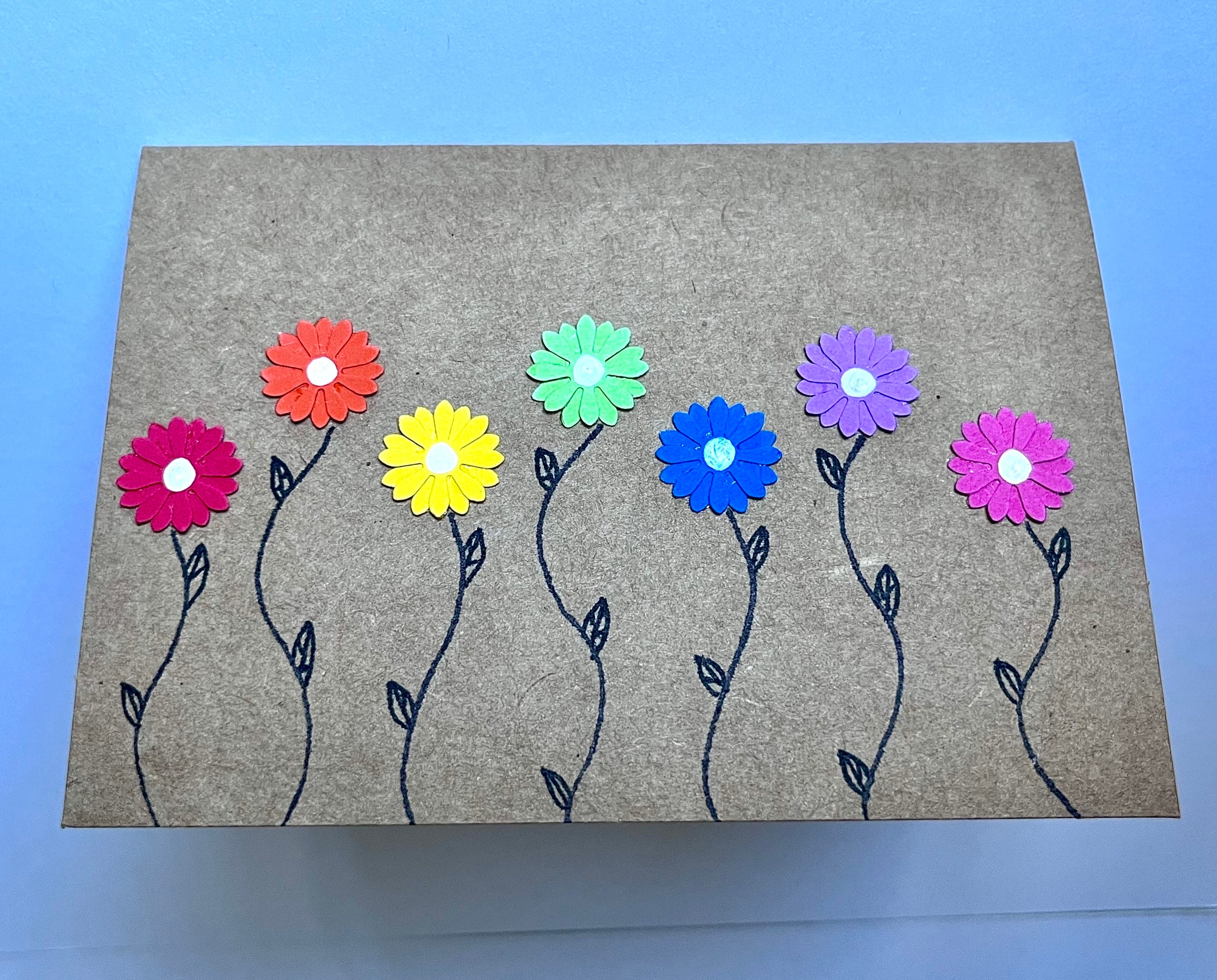 Rainbow Daisy Notecards - Etsy