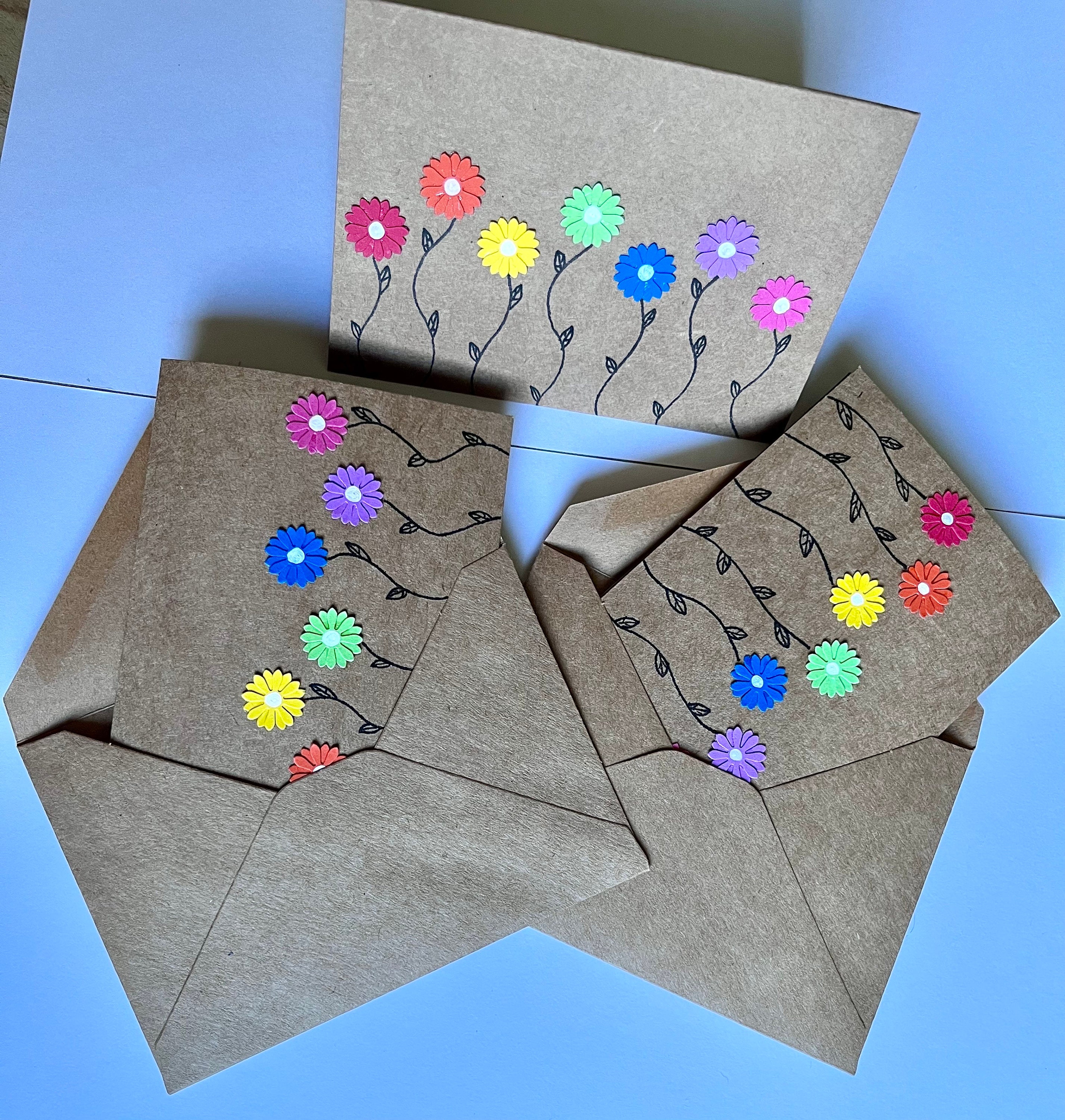 Rainbow Daisy Notecards - Etsy