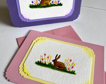 Easter Bunny Note Cards Stationery Set of 10 Cards in White or Light ...