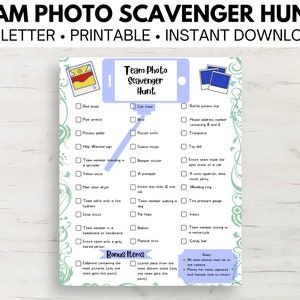 Team Photo Scavenger Hunt Printable Download - Etsy