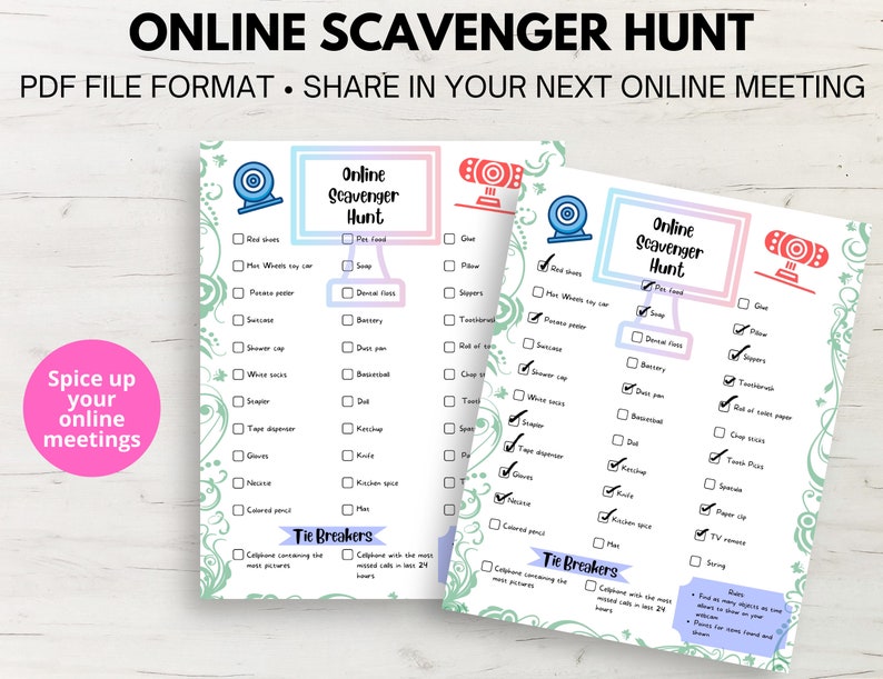 Online Scavenger Hunt Printable Download - Etsy