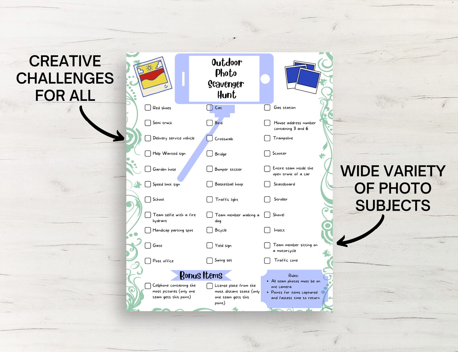 Outdoor Photo Scavenger Hunt Printable Download - Etsy