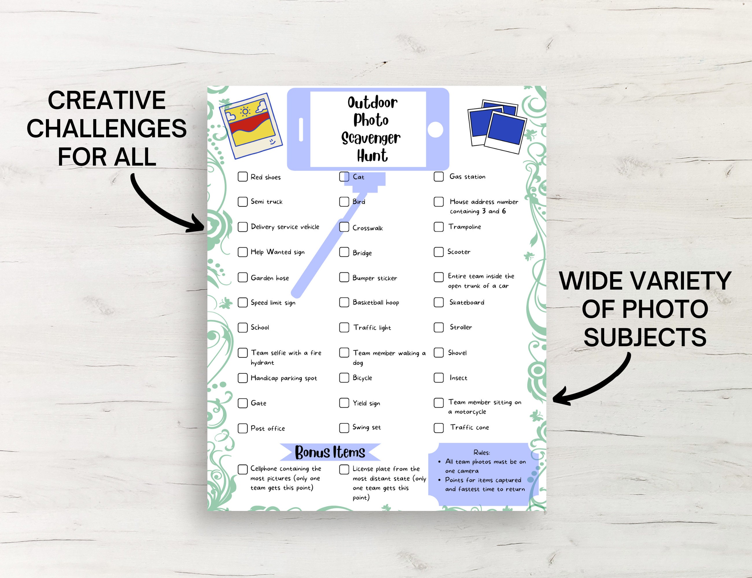 Outdoor Photo Scavenger Hunt Printable Download - Etsy