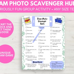 Team Photo Scavenger Hunt Printable Download - Etsy