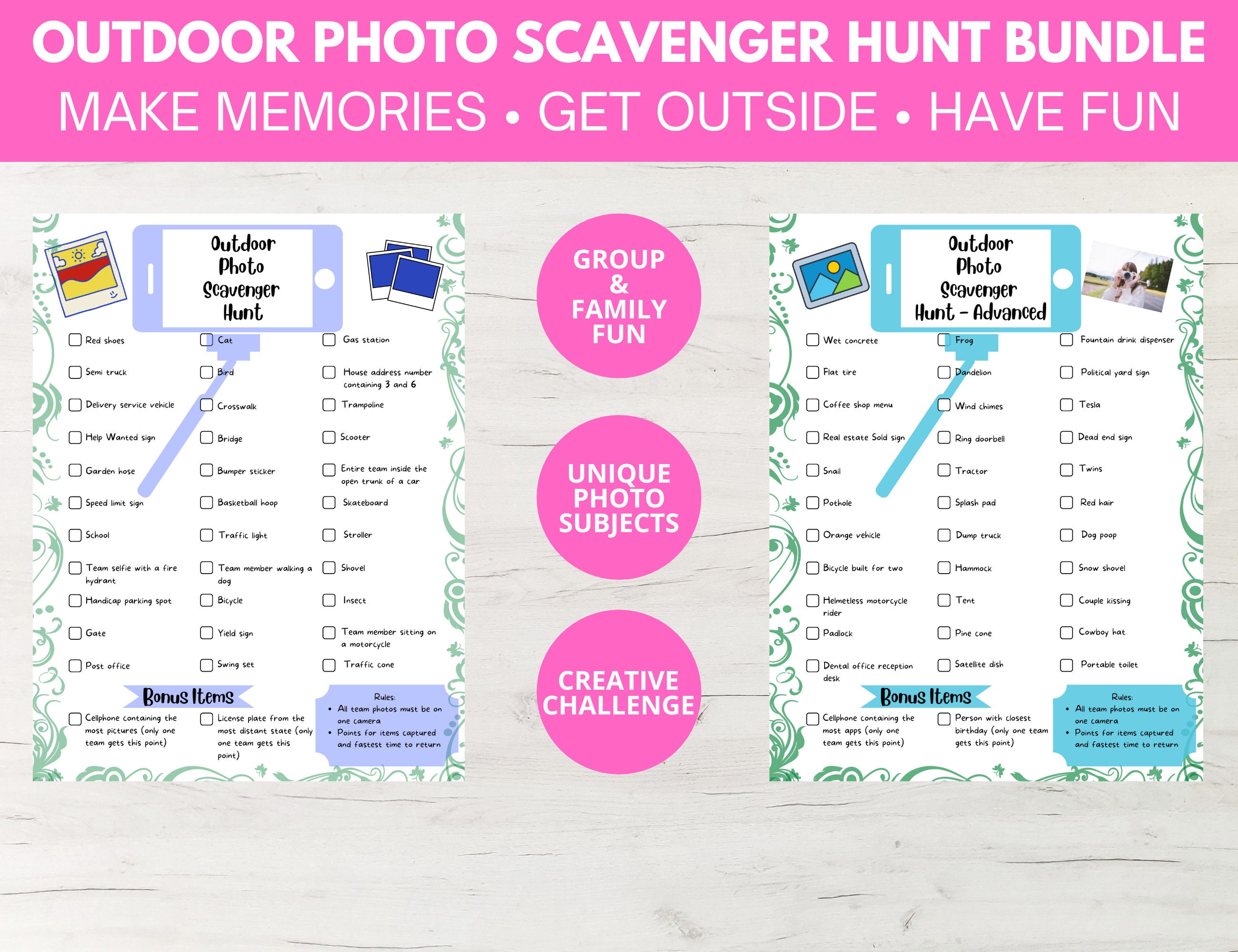 Outdoor Photo Scavenger Hunt Bundle 2 Unique Games - Etsy