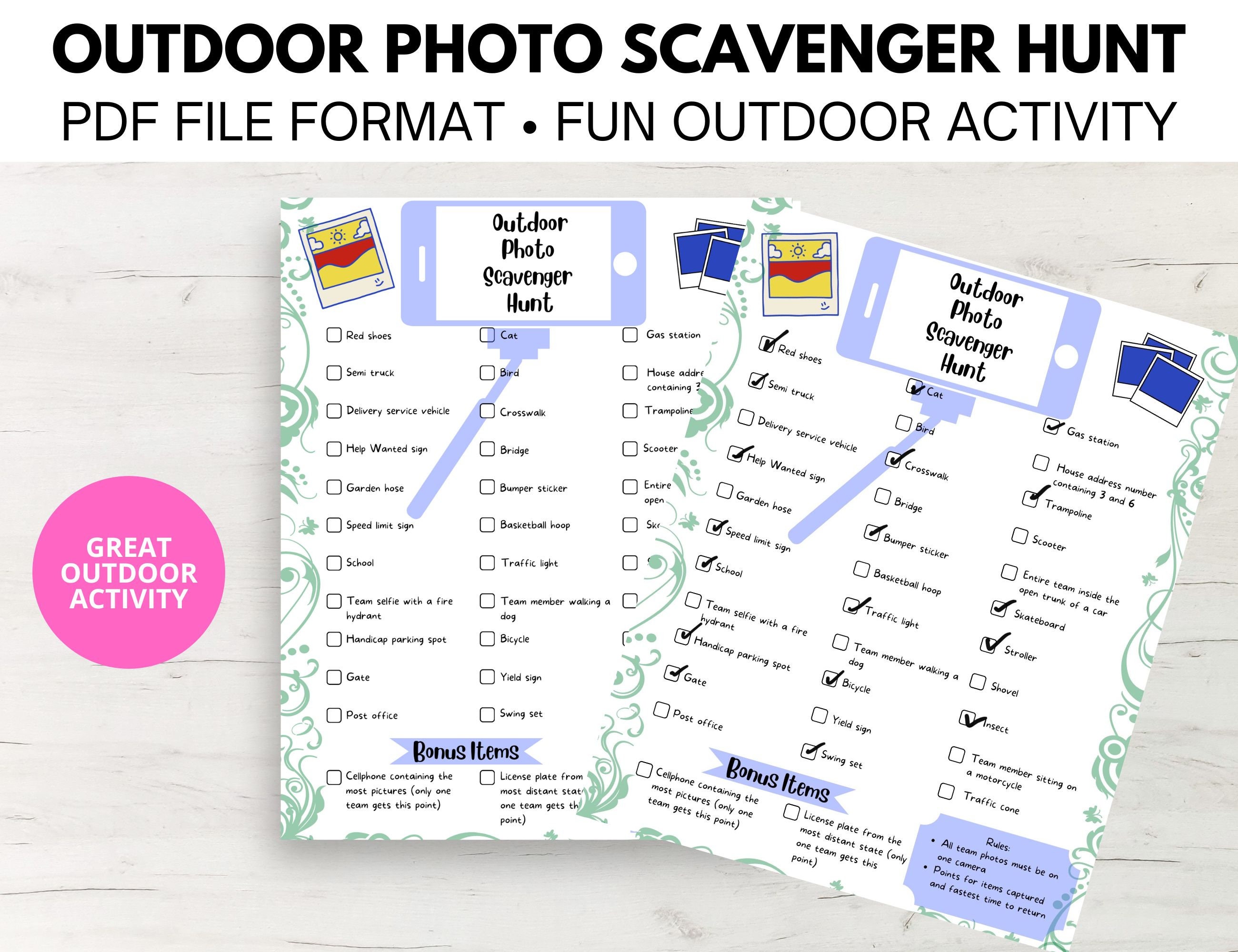Outdoor Photo Scavenger Hunt Printable Download - Etsy