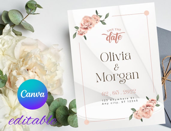 Canva Editable Wedding Invitation Card Downloadable Bride and - Etsy