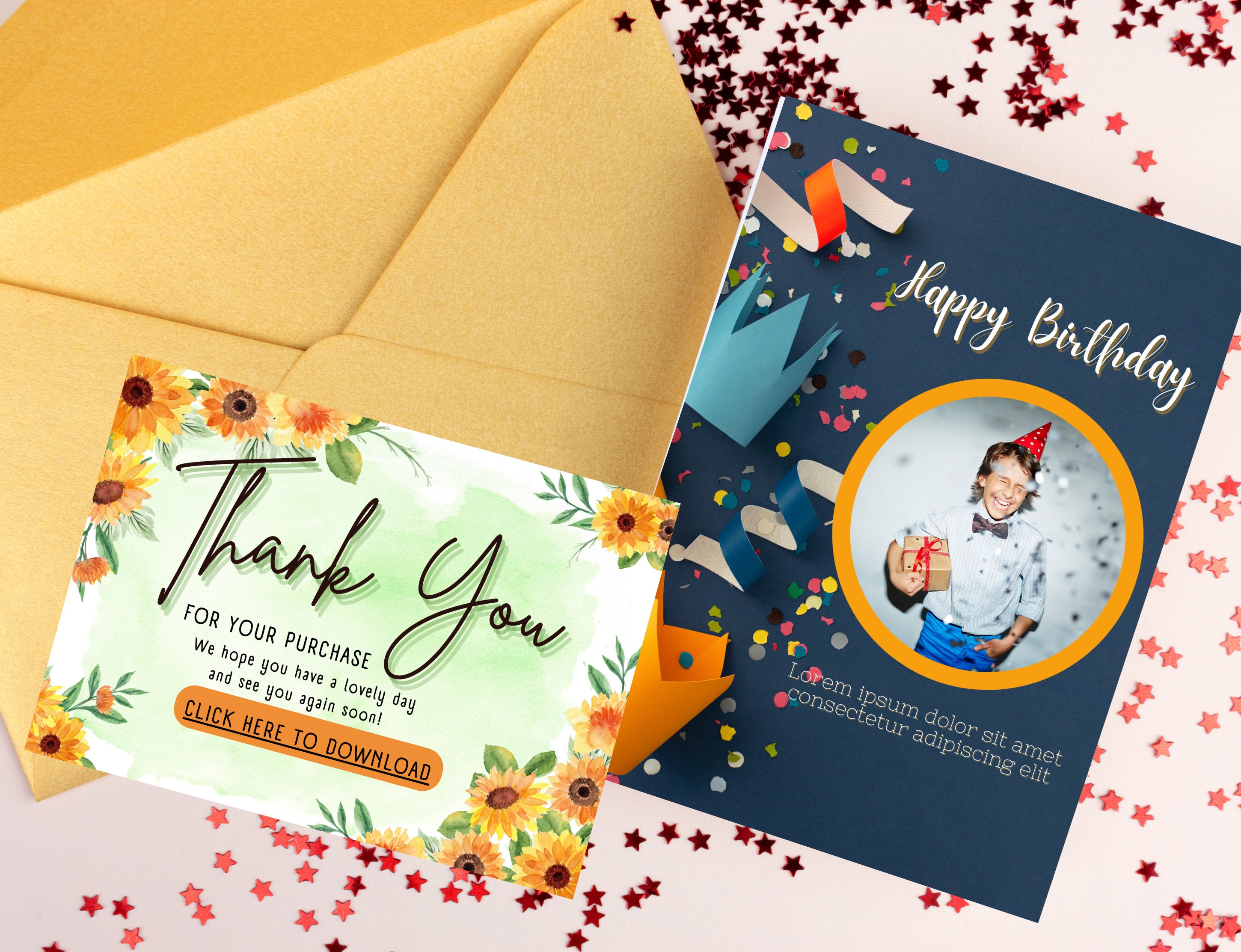 Canva Editable Happy Birthday Card, Birthday Sunflowers, Card Template ...