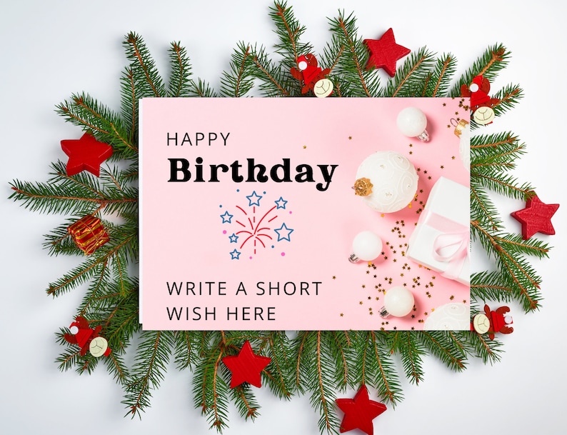 Canva Editable Happy Birthday Card, Birthday Ballons, Pink and ...