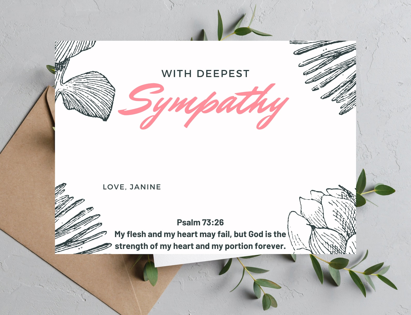 Editable Condolence Card With Scriptures, Condolence Template ...