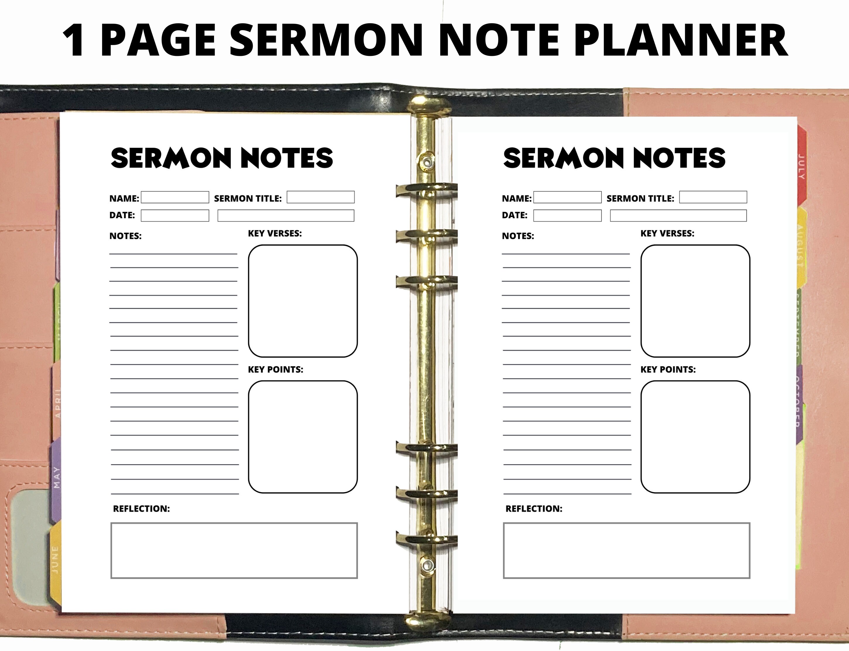 1 Page Christian Sermon Note, Christian Digital Planner, Sermon Notes ...