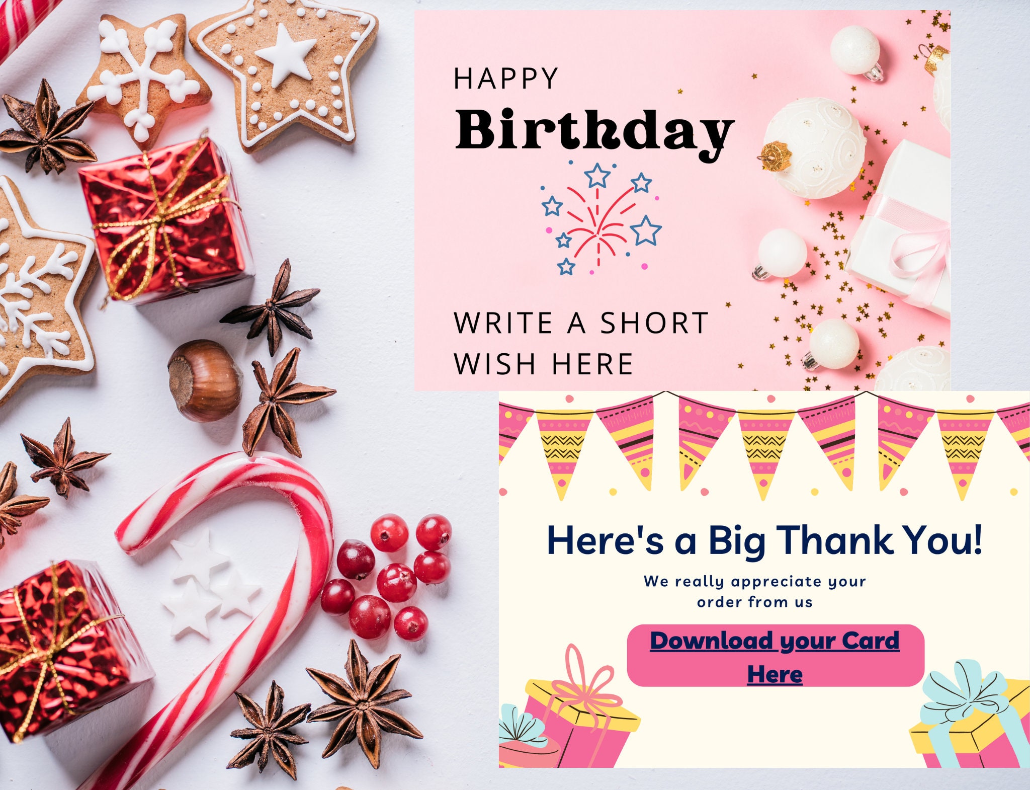 Canva Editable Happy Birthday Card, Birthday Ballons, Pink and ...