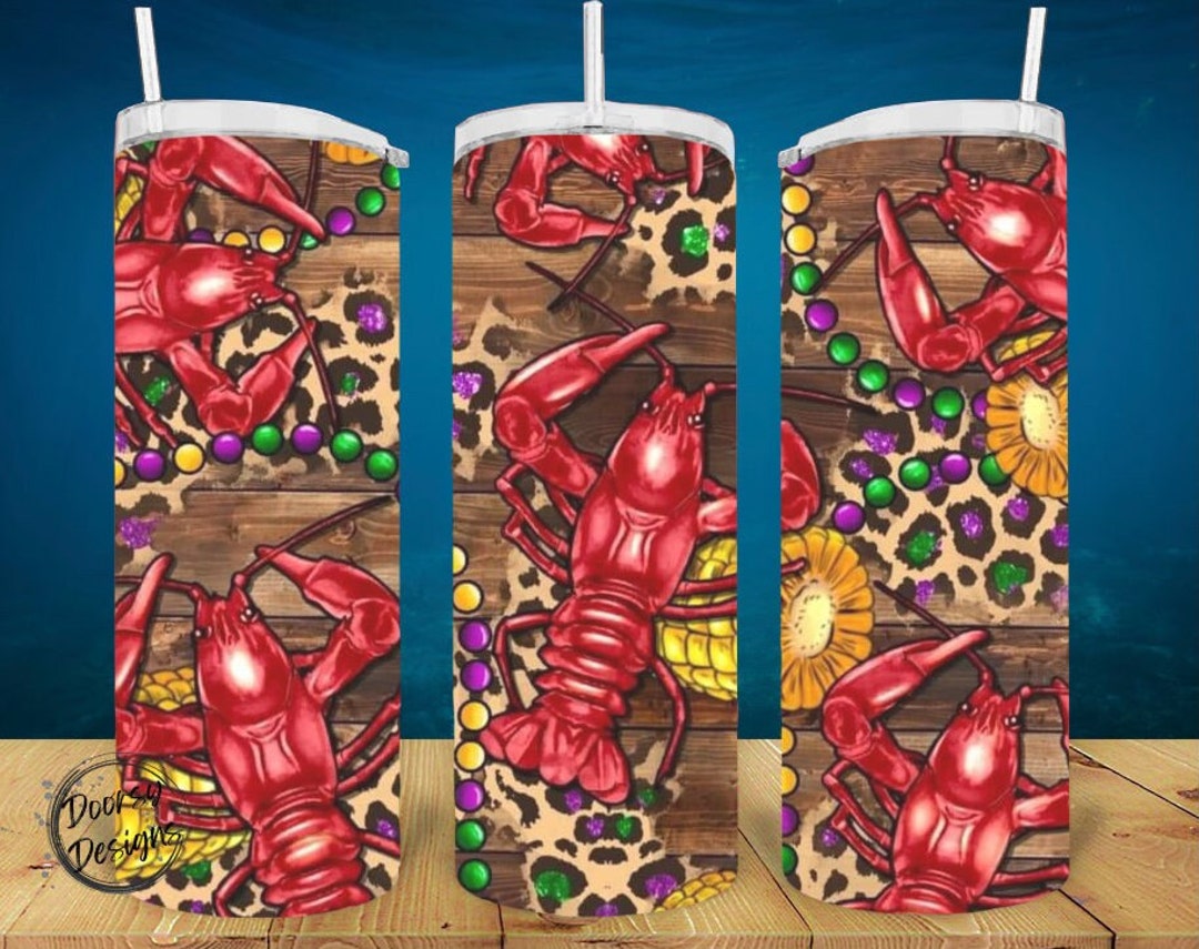 Crawfish Boil Tumbler 20oz Stainless Steel Drinking Cup, Leopard Print ...