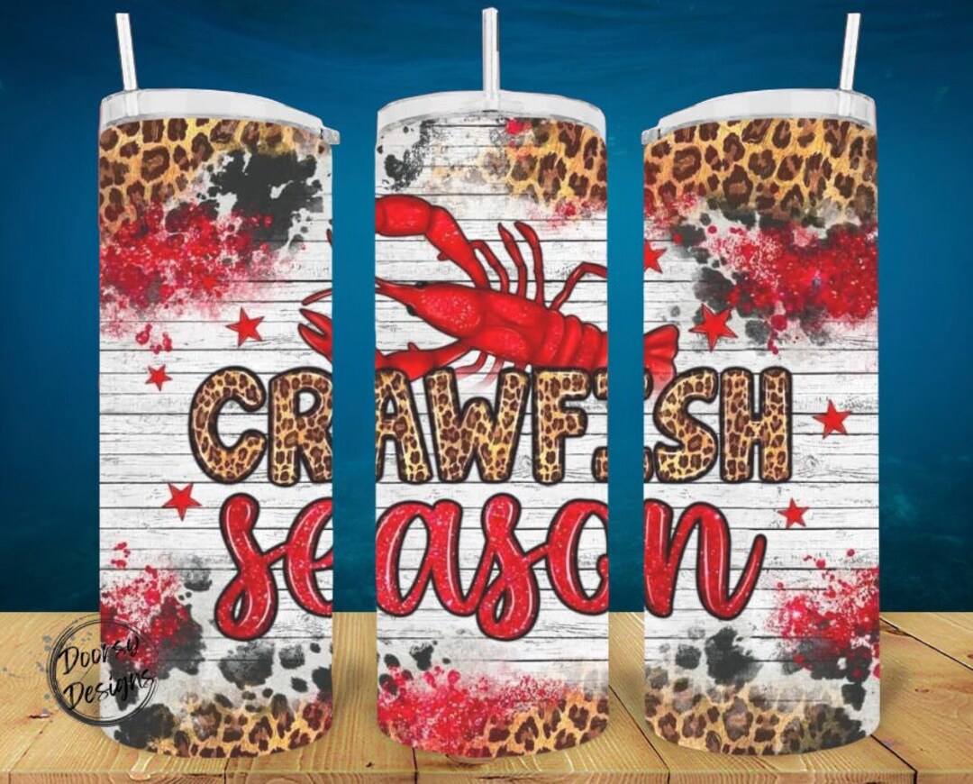 Crawfish Season Tumbler 20oz Stainless Steel Drinking Cup, Leopard ...