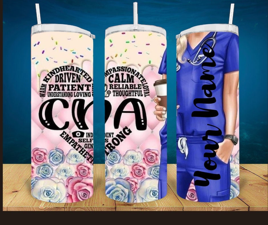 Personalized CNA Passionate Tumbler 20 Oz With Stray, cnalife, Flowers ...