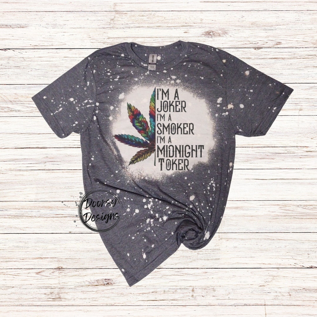 Midnight Toker Bleached Shirt, Weed Smoking Shirt, Pot Leaf Cannabis ...