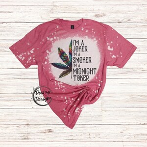 Midnight Toker Bleached Shirt, Weed Smoking Shirt, Pot Leaf Cannabis ...