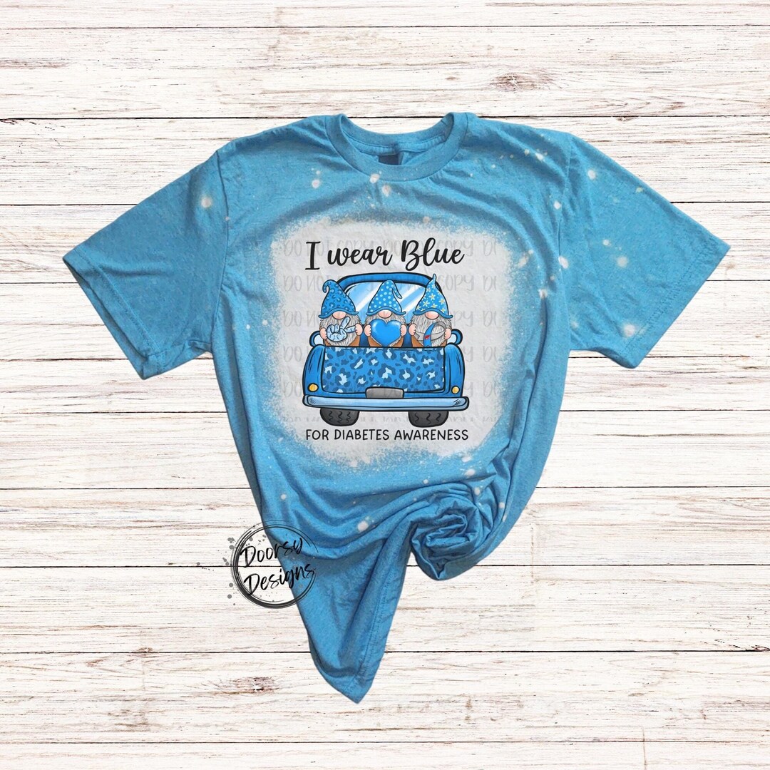 I Wear Blue for Diabetes Awareness Bleached Shirt With Ribbons ...