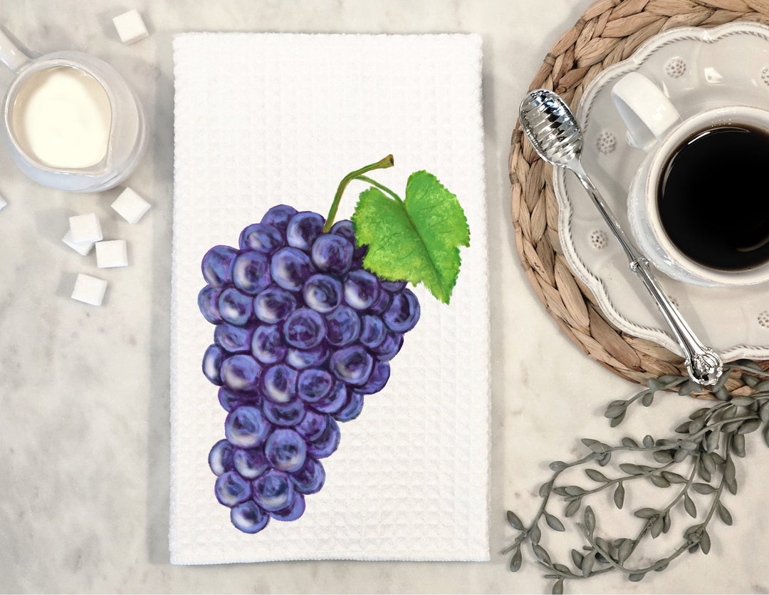Purple Grapes Kitchen Towel, Personalized Dish Cloth, Tropical Fruit ...