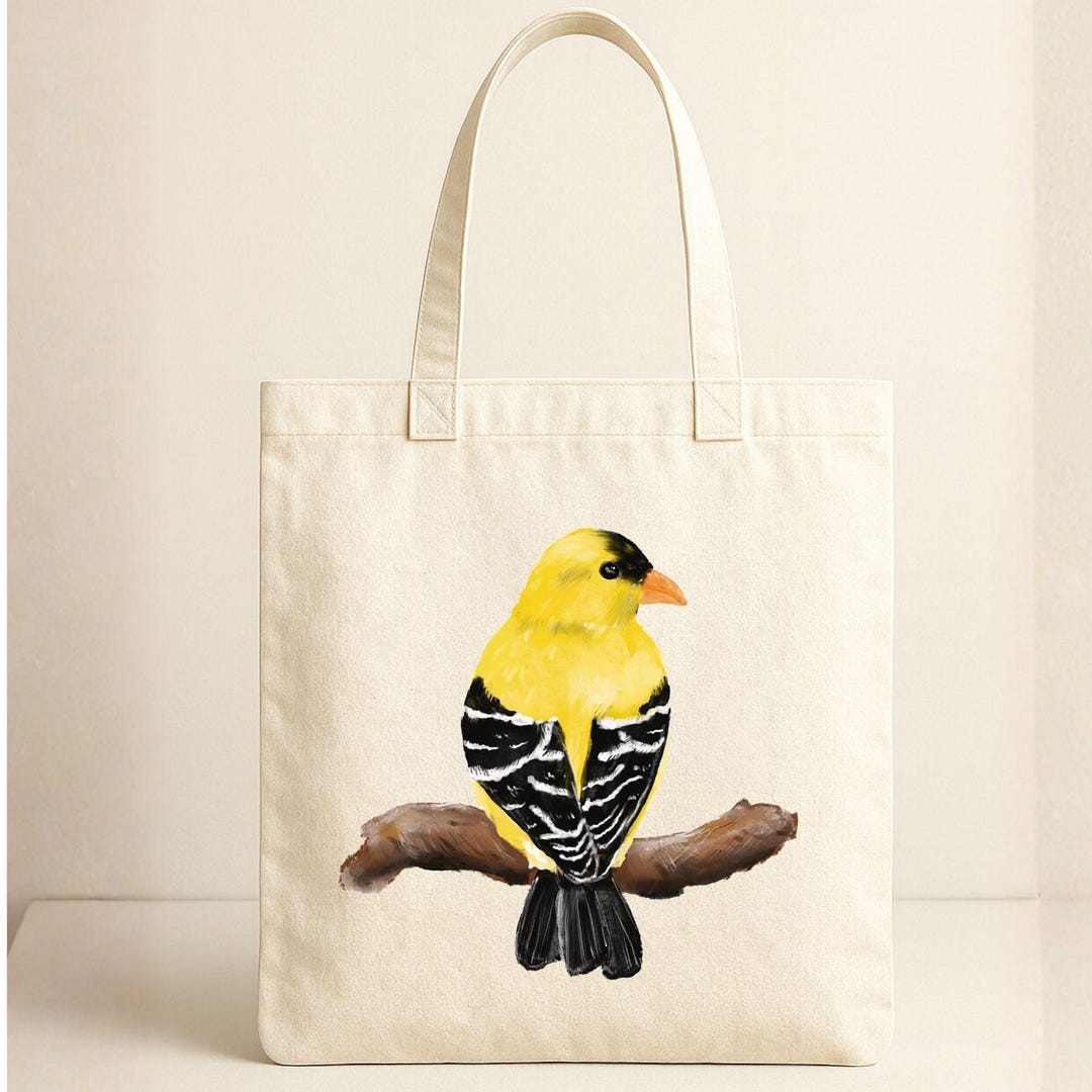 Goldfinch Tote Bag – Original Bird Illustration Shopping Tote - Etsy