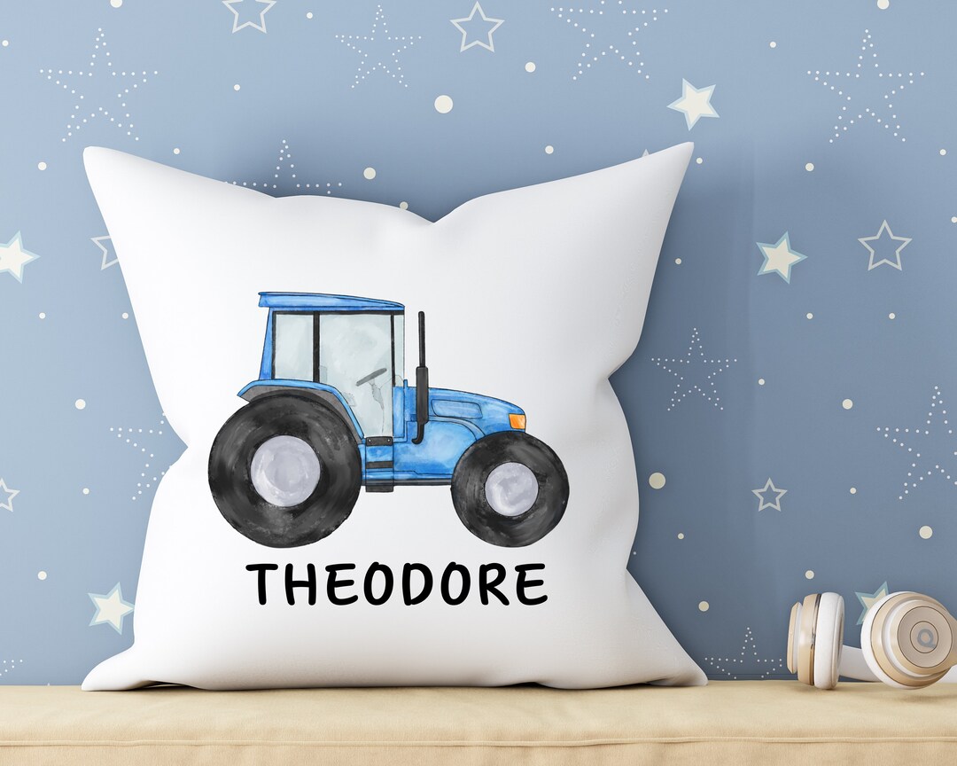 Vintage Tractor Pillow Cover, Personalized Boys Construction Pillow ...