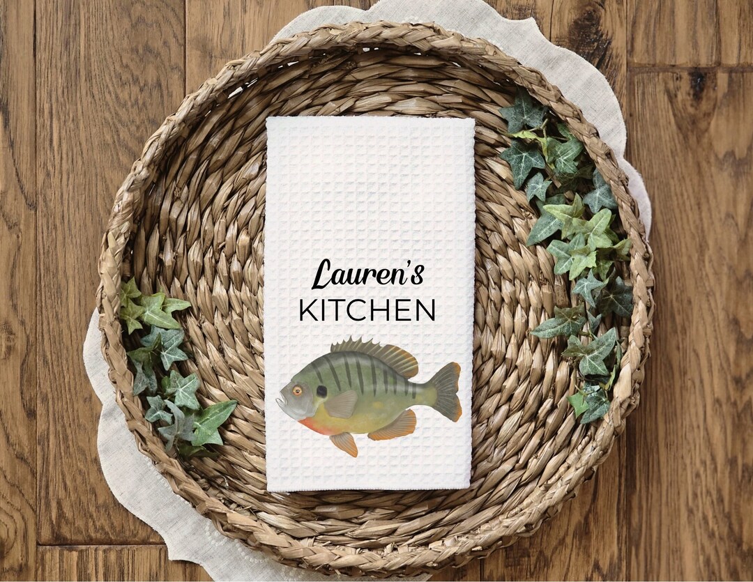 Bluegill Fish Kitchen Towel, Personalized Fishing Lover Dish Cloth ...
