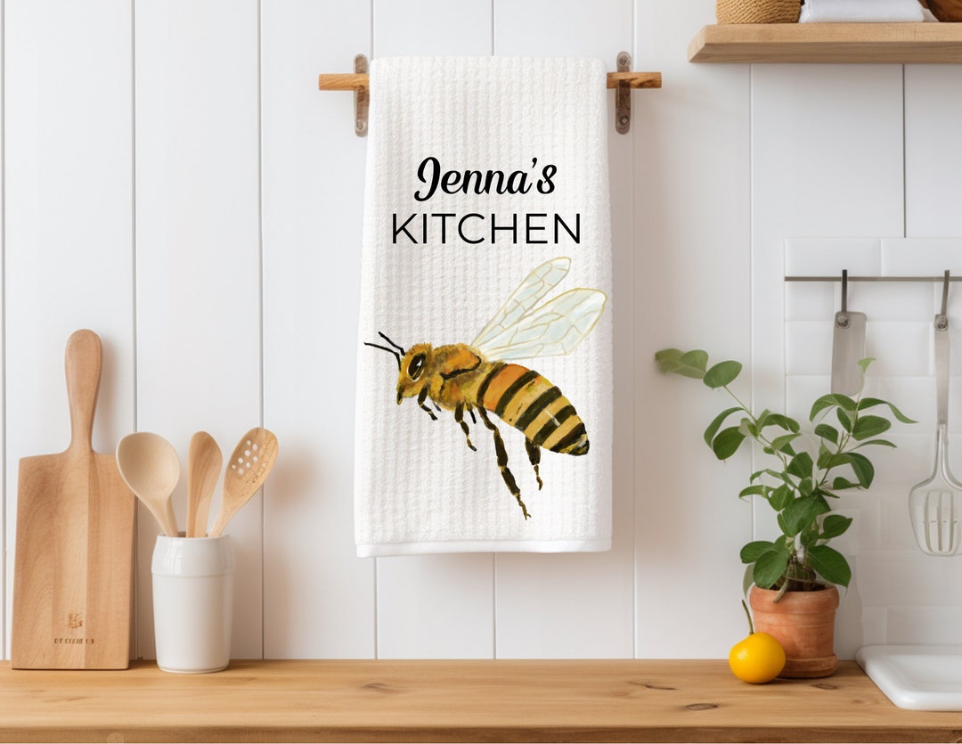 Personalized Honey Bee Kitchen Towel, Funny Bumble Bee Dish Cloth, Cute ...