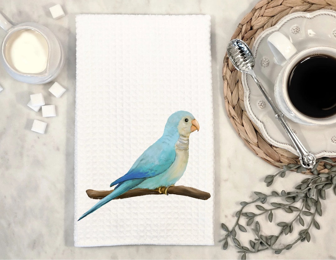 Personalized Blue Quaker Parrot Kitchen Towel, Towel for Parrot Lovers ...