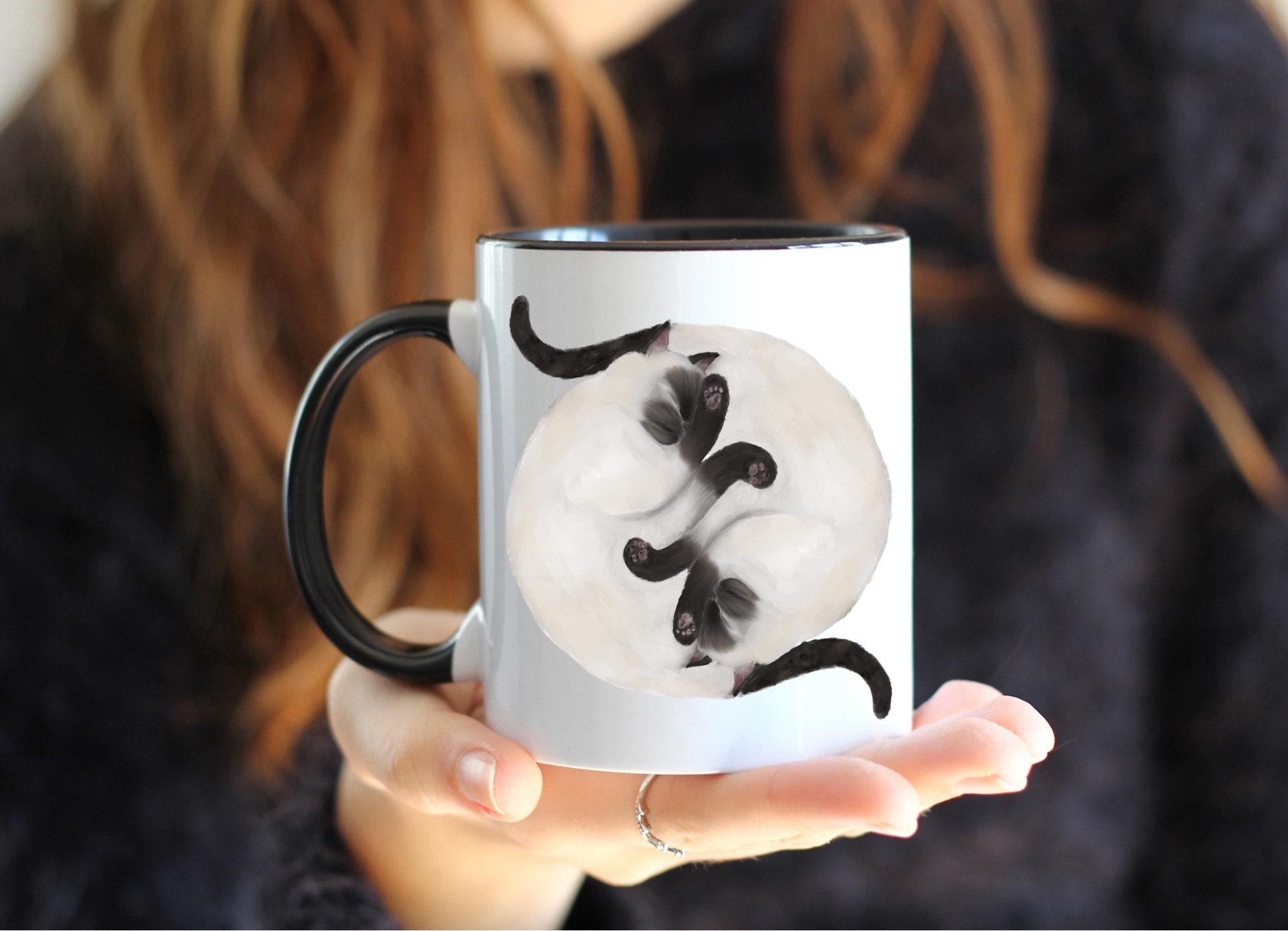 Personalized Sleeping Cats Mug, Two Siamese Cats, Animal Lover, Cute ...