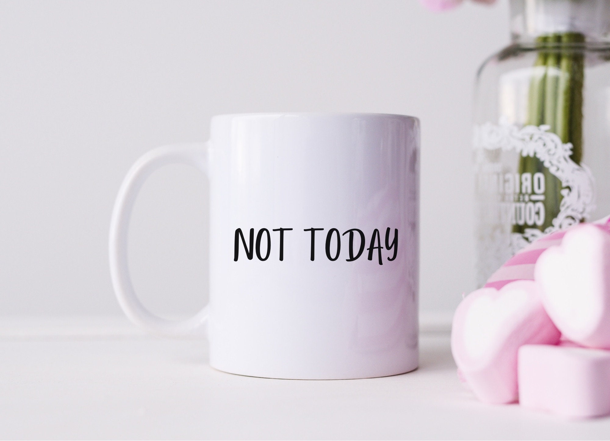 Sleeping Ginger and Tuxedo Cat Mug, Lazy Cats Not Today Mug, Cuddled ...
