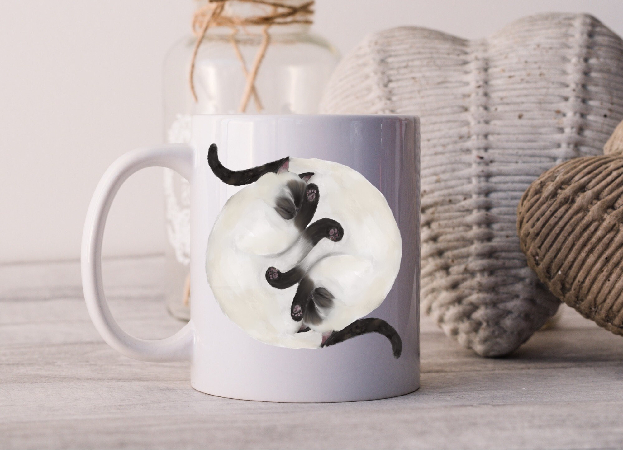 Personalized Sleeping Cats Mug, Two Siamese Cats, Animal Lover, Cute ...