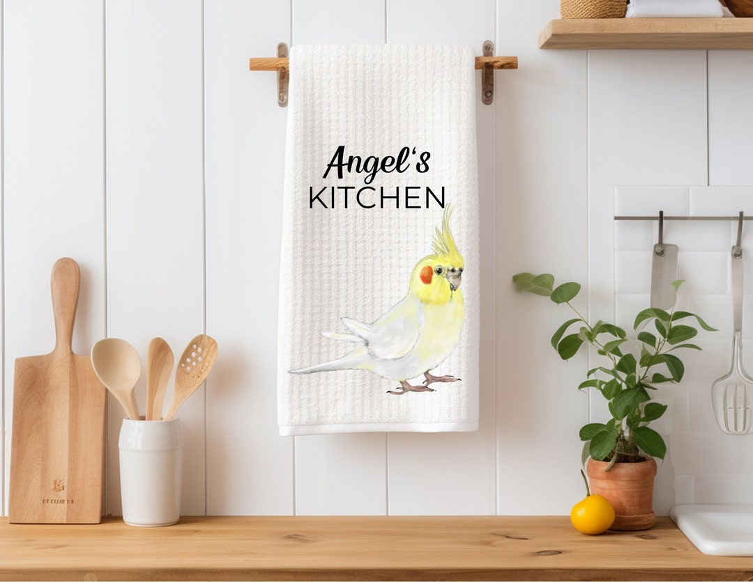 Personalized Lutino Cockatiel Kitchen Towel, Kitchen Towel for Bird ...