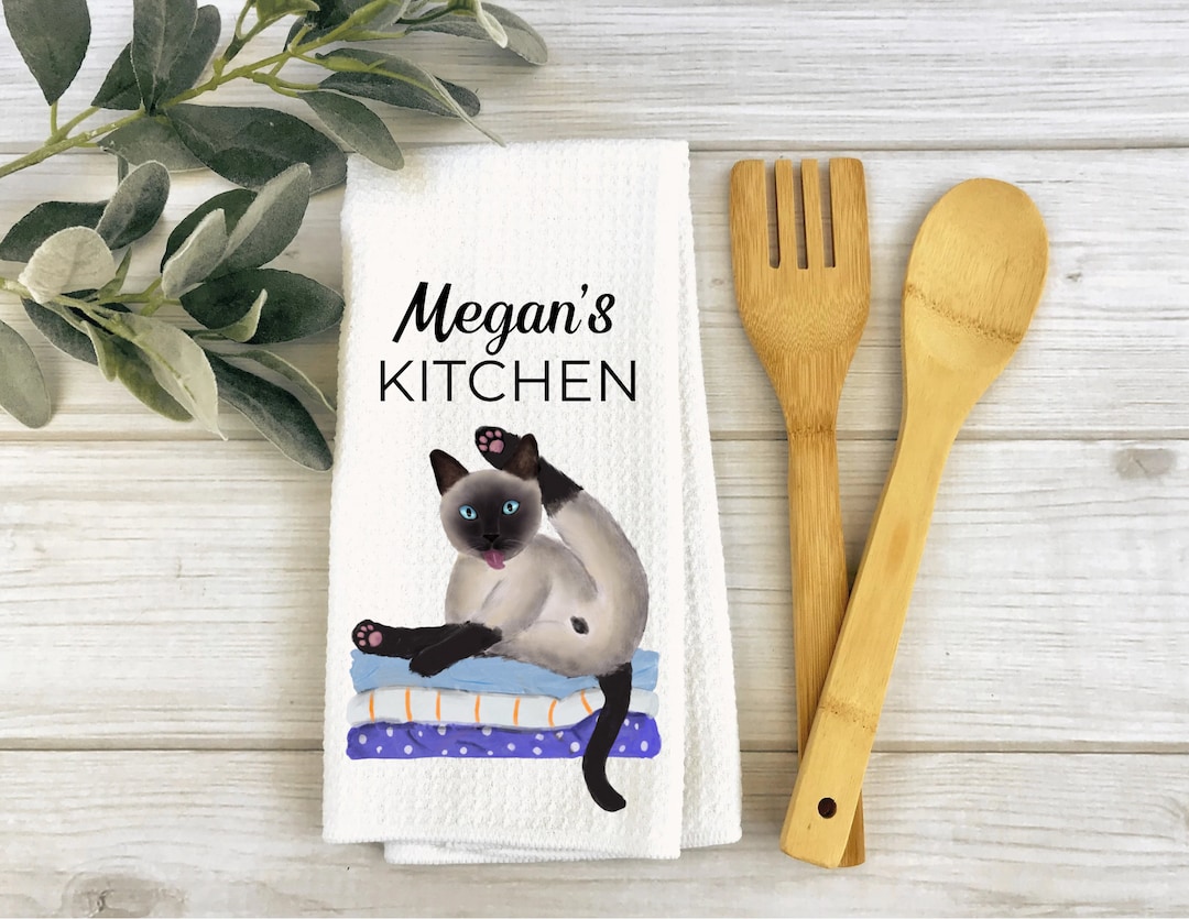 Siamese Cat Kitchen Towel, Laundry Cat Dish Cloth, Unique Cat Kitchen ...