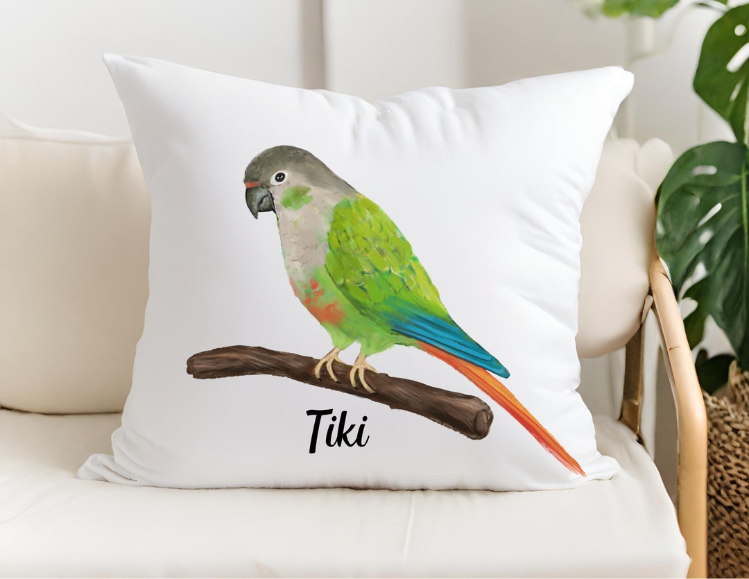 Colorful Green Cheek Conure Pillow, Exotic Bird Cover, Unique Mom ...