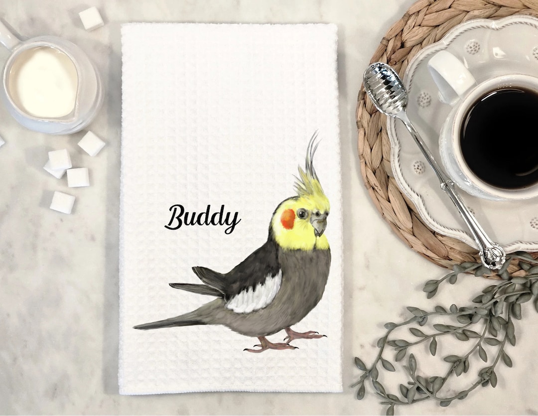 Personalized Cockatiel Kitchen Towel, Kitchen Towel for Parrot Lovers ...