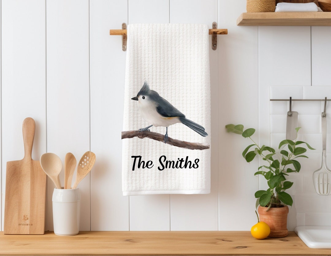 Tufted Titmouse Kitchen Towel, Unique Kitchen Towel Bird Lovers ...