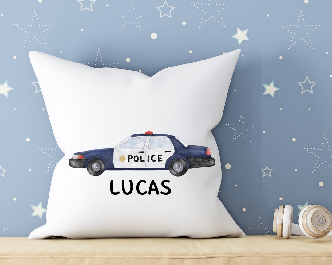Vintage Police Car Pillow Cover, Personalized Boys Pillow, Kid Name ...
