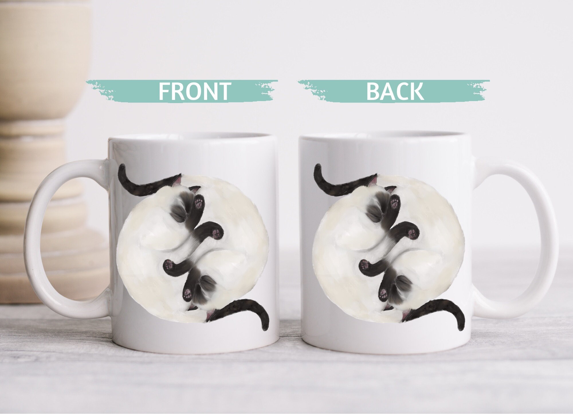 Personalized Sleeping Cats Mug, Two Siamese Cats, Animal Lover, Cute ...