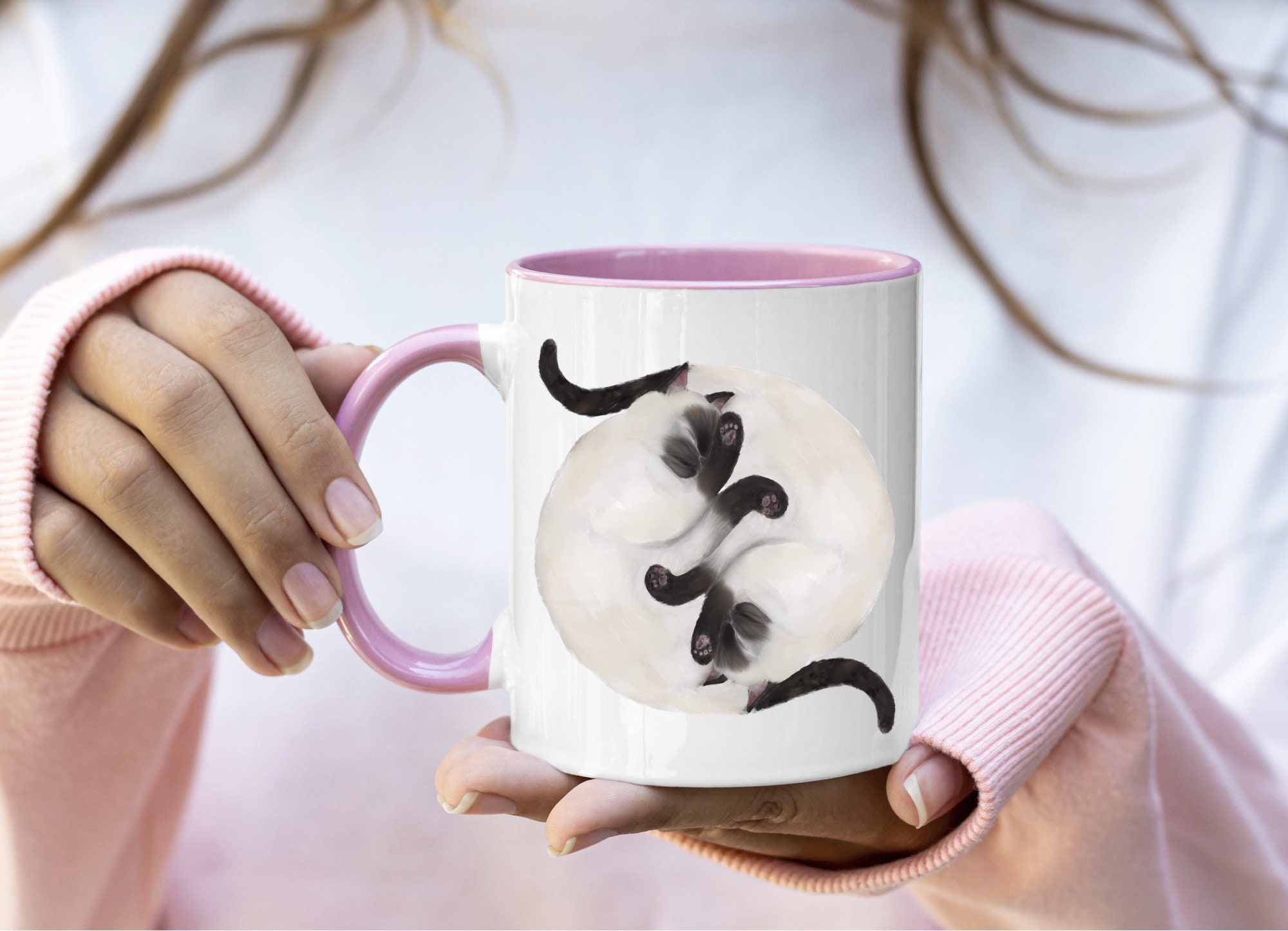 Personalized Sleeping Cats Mug, Two Siamese Cats, Animal Lover, Cute ...