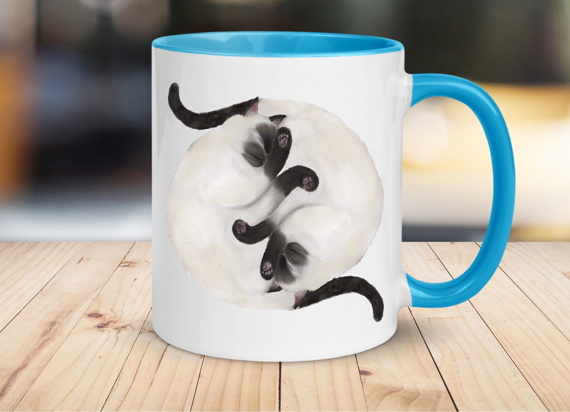 Personalized Sleeping Cats Mug, Two Siamese Cats, Animal Lover, Cute ...