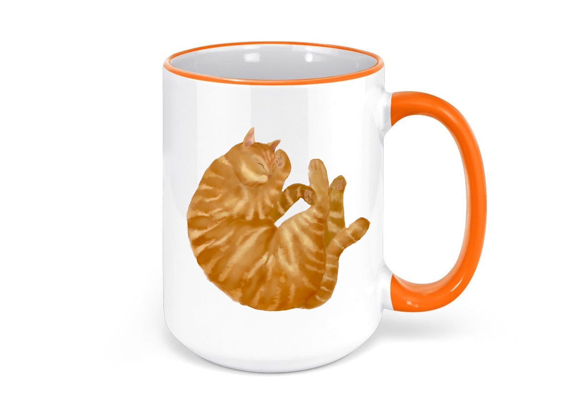 Sleeping Orange Tabby Cat Mug, Comfy Ginger Cat Sleeping Mug, Animal ...