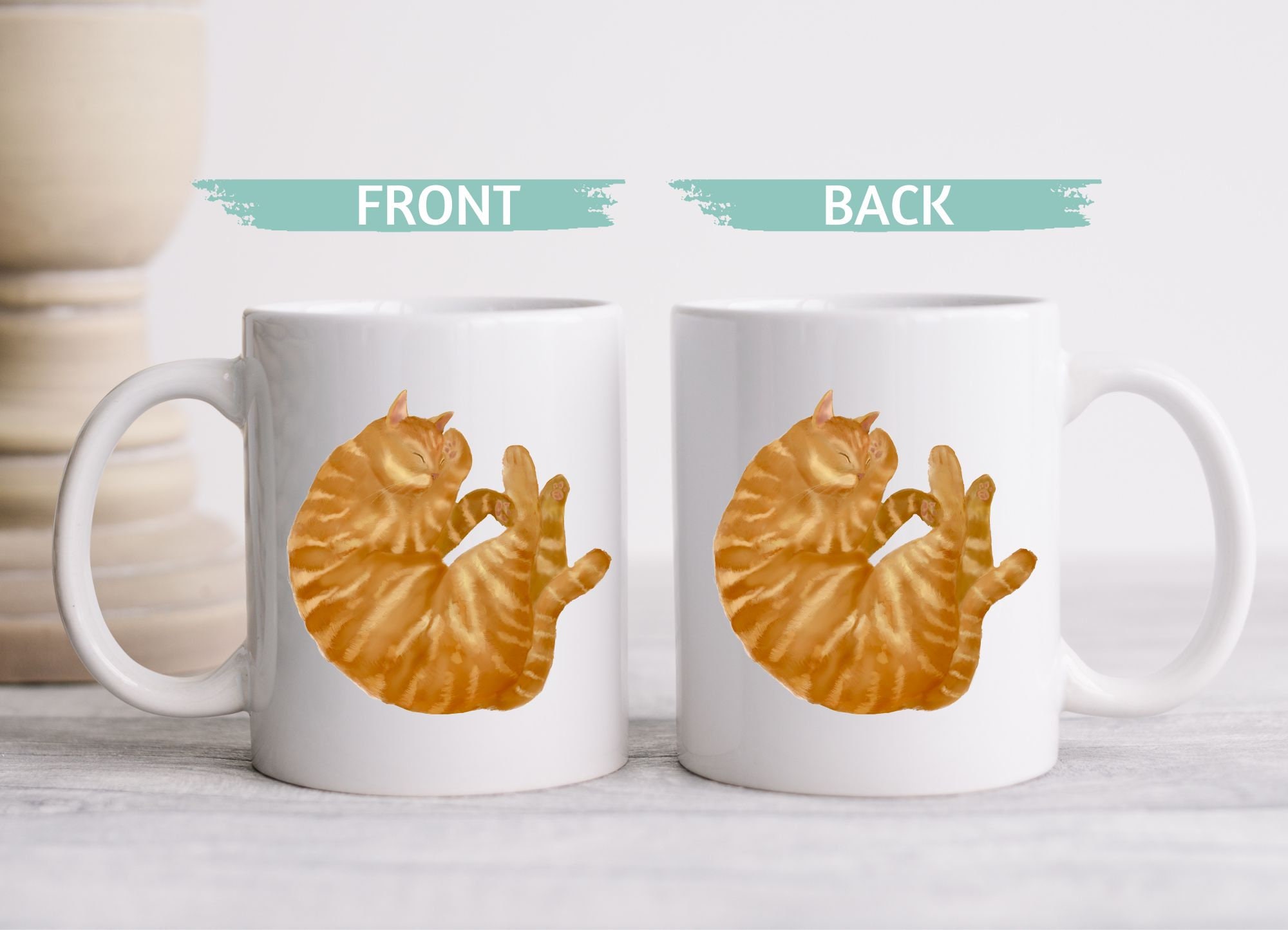Sleeping Orange Tabby Cat Mug, Comfy Ginger Cat Sleeping Mug, Animal ...