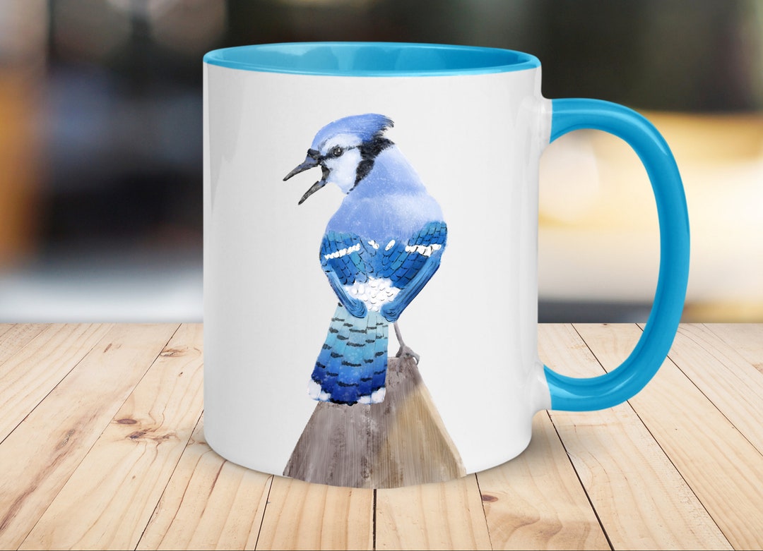Customized Blue Jay Mug, Backyard Bird Mug, Small Bird Mug With ...