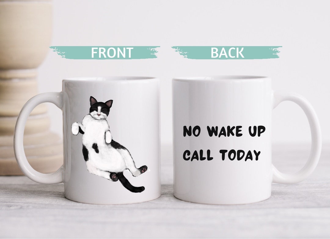 Lazy Tuxedo Cat Mug, Sleeping Black and White Cat Mug, No Wake up Call ...