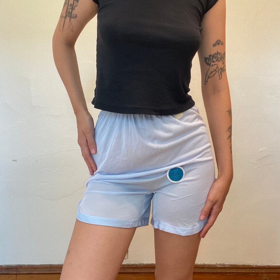 60s Light Blue Nylon Deadstock/new Old Stock Lingerie Bloomers Shorts ...