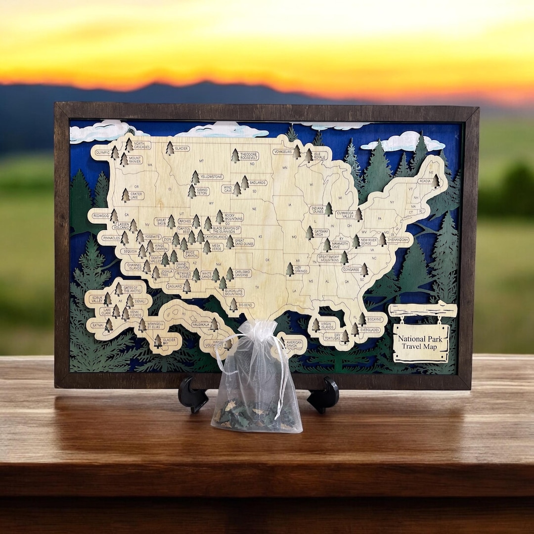 National Park Travel Map • Wooden USA Map • Personalized Adventure Map ...