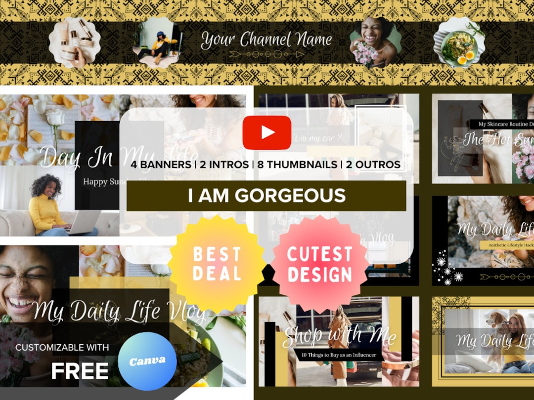 Youtube Branding Kit | Editable Intro, Banners, Thumbnails, Outro ...