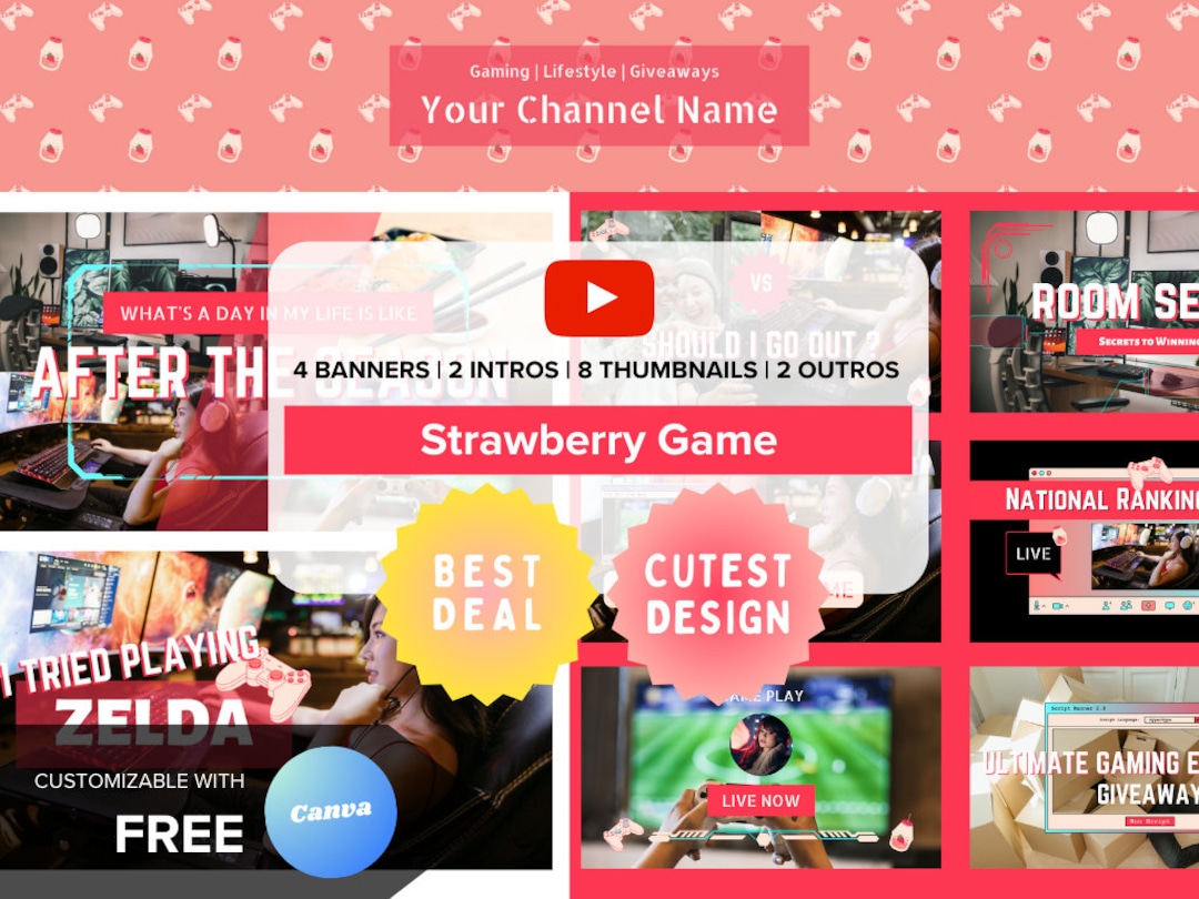 Youtube Branding Kit | Editable Intro, Banners, Thumbnails, Outro ...