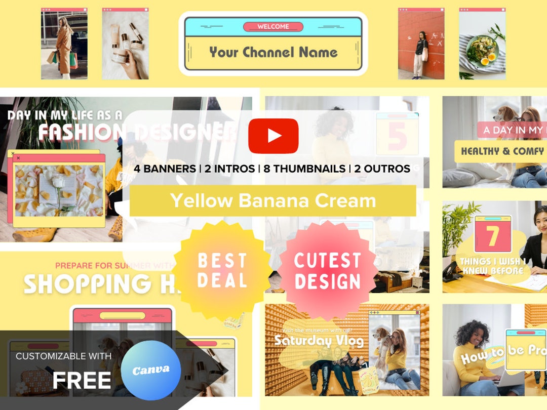 Youtube Branding Kit | Editable Intro, Banners, Thumbnails, Outro ...