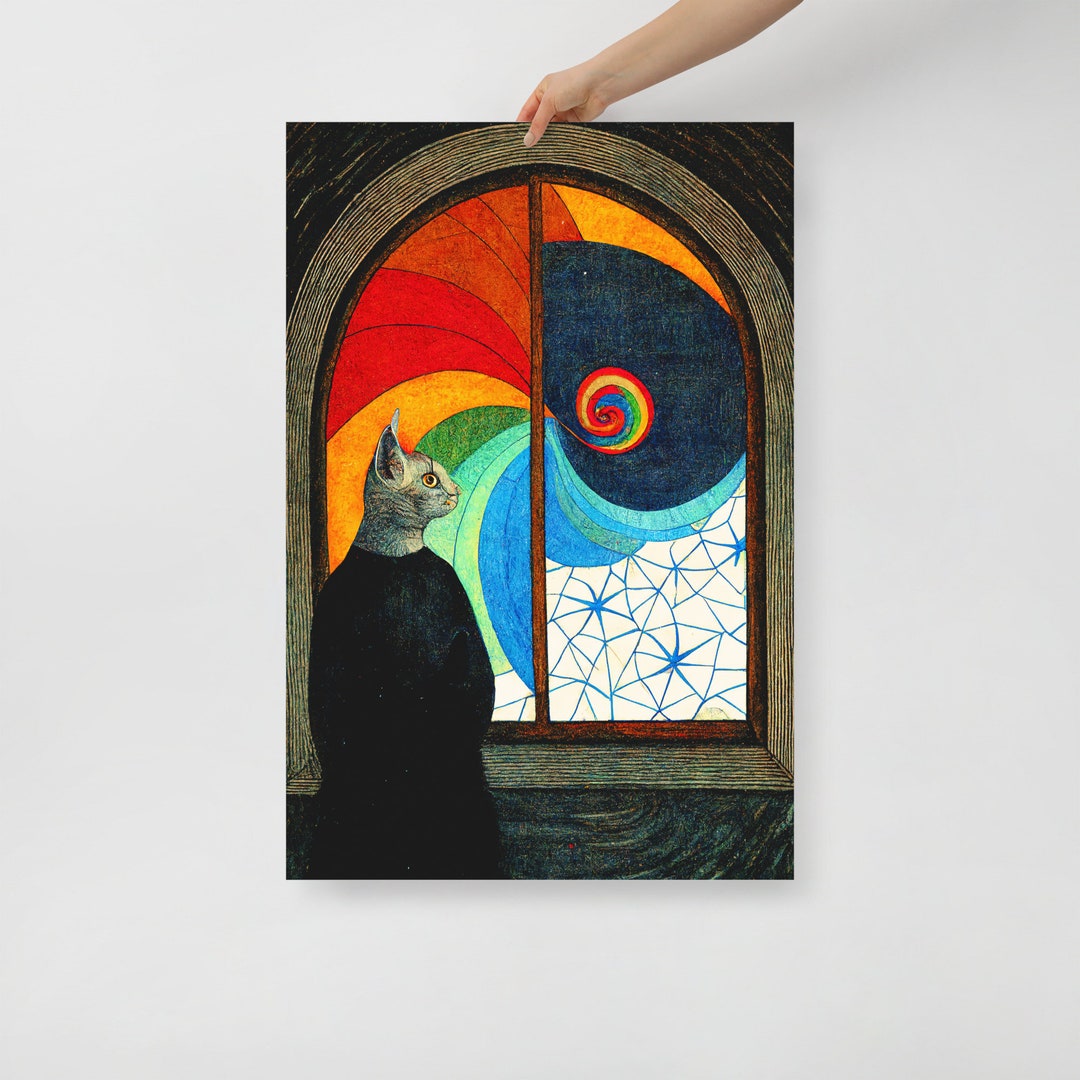 ESOTERIC MONK CAT, Original Art Print, Poster - Etsy